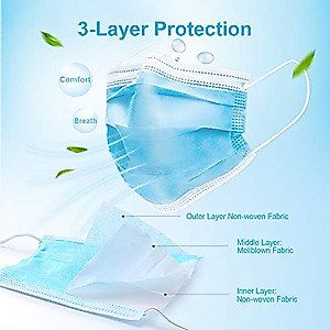 Comix Disposable Face-Masks with 3-Layer Adult Masks, L707 Pack of 50