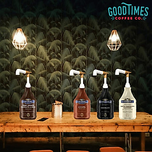 Good Times Coffee Co. Sauce Pump Dispenser for Ghirardelli Bottles, Fits 87.3 to 90.4 Ounce Bottles