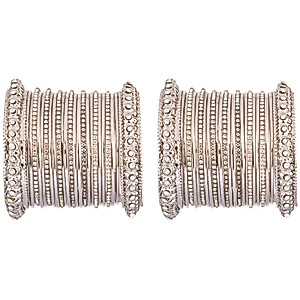 Efulgenz Boho Vintage Antique Gypsy Tribal Indian Oxidized Crystal Bracelets Bangle Set Jewelry, 2-10, Metal, not known