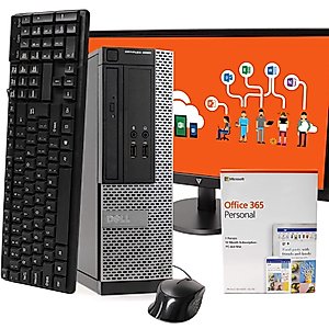 Dell 3020 Desktop Computer PC, Intel i5 3.2GHz, 16GB RAM, 512GB SSD, Windows 10 Pro, Microsoft Office 365 Personal, 21.5in LCD, 16GB Flash Drive, DVD, Keyboard, Mouse, WiFi, Bluetooth (Renewed)