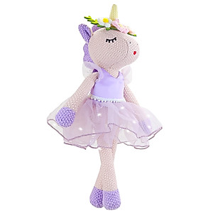 JUSTQUNSEEN Unicorn Stuffed Animals Plush Ballerina Baby Doll, Unicorn Toys for Girls Age 4-6, Stuffed Animals for Girls 4 Year Old Girl Birthday Gifts Unicorn Decorations for Girls Toys 4-5(Pink)
