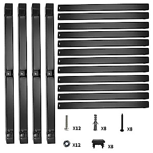 Foozet Lumber Rack Wall Mount with 3-Level 2 pairs Wood Organizer and Lumber Storage Heavy Duty Metal Wood Rack for Indoor and Outdoor,Black-Total Max Load 600lb Black