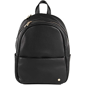 Little Unicorn Skyline Backpack – Diaper, Work, Travel Bag with Changing Pad - Premium Vegan Leather – Lightweight & Durable Design – 5 Interior Pockets – Easily Wipes Clean (Black)