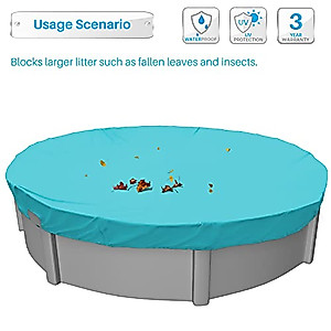 Patio Round Winter Pool Cover 11' Ft for 8' Above Ground Pools Cover Waterproof for Swimming Pool Safety Cover Tarp with Wire Rope Edging Winch Included Turquoise Green
