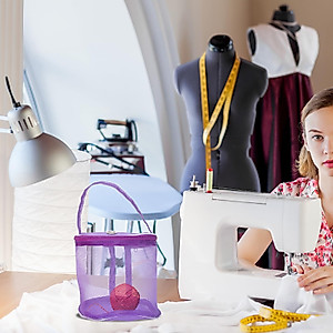 VILLCASE 2Pcs Wool Storage Bag Yarn Ball Holder Yarn Storage Yarn Thread Holder Yarn Ball Dispenser mesh Knitting Bag Multipurpose Tool Portable Yarn Bags Purple to Weave Nylon Handbag