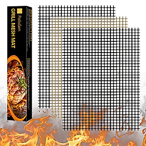 PatioGem Reusable Mesh Mat, Grill Mesh Mats for Outdoor Grill Nonstick BBQ Mats for Grilling, Grill Set of 3, Nonstick Grill Mat, Mats for Grilling, BBQ Accessories Mesh Grill Mat -Black Brown