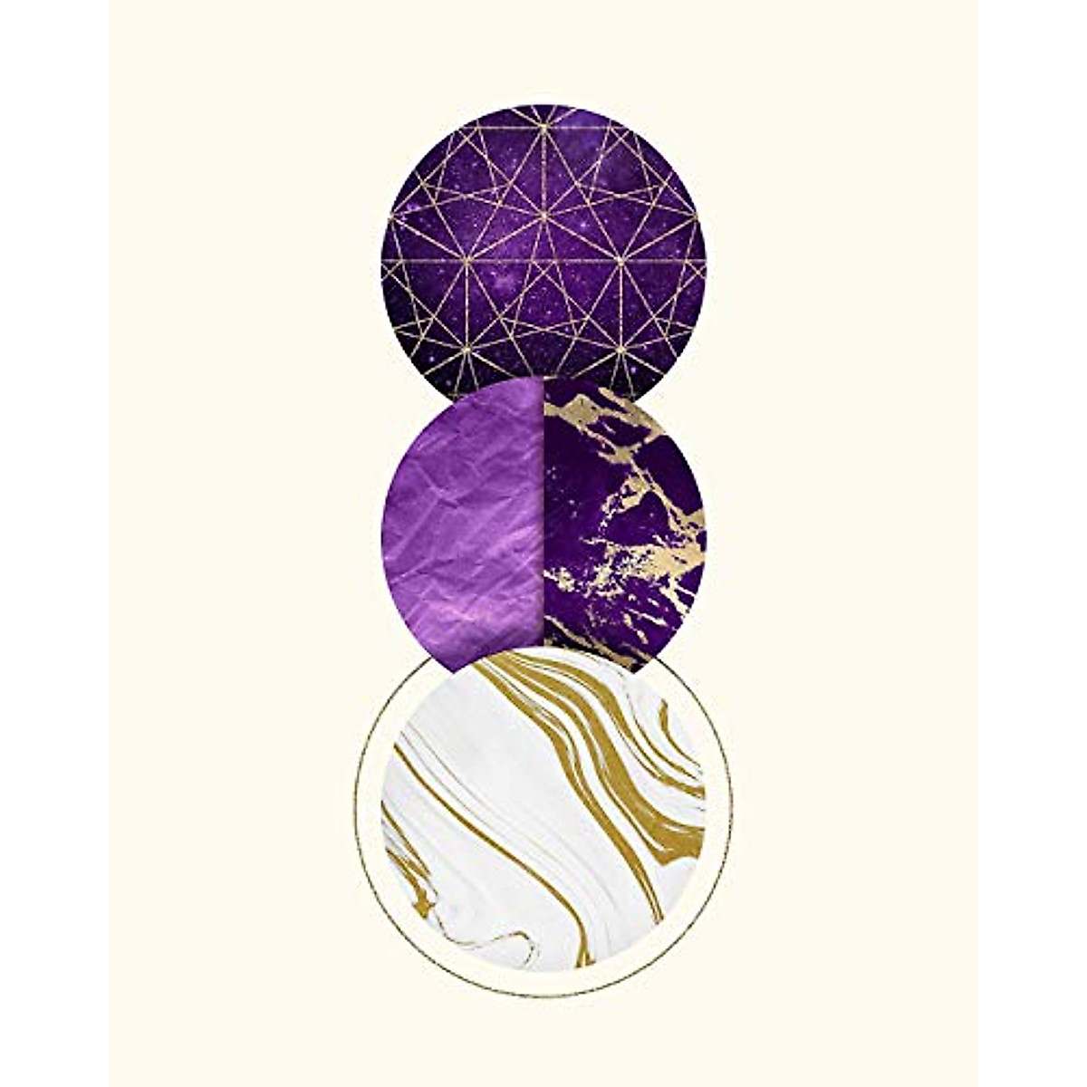 Modern Geometric Abstract Purple Gold Wall Art Decor Prints, 4 (8x10) Unframed Photos, Artwork Gifts Under 20 for Home Bathroom Bedroom Office Studio Lounge Architecture Design Student Teacher Fan