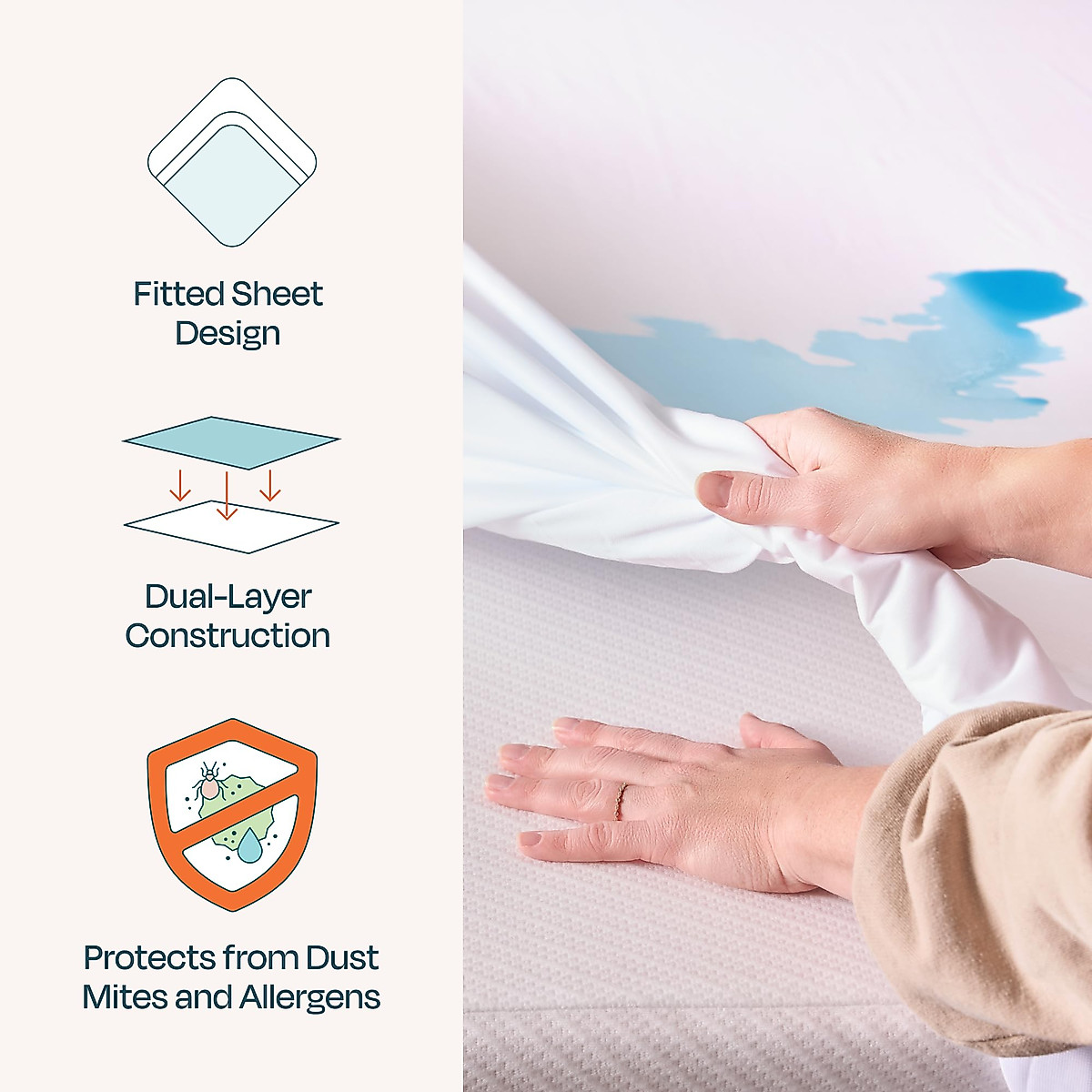 LINENSPA Premium Mattress Protector - White - Cal King Size - Breathable Polyester - Fitted Style - Waterproof Design - Machine Washable & Dryer Safe - Mattress Protector for Kids, Teens, and Adults