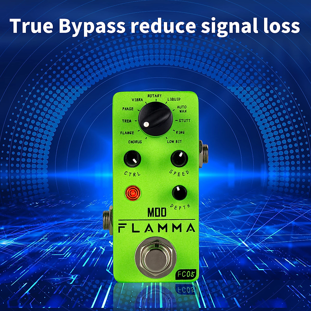 FLAMMA FC05 Mini Modulation Pedal with Chorus Flanger Tremolo Phaser Vibrato Rotary Liquid Autowah Stutter Ring LowBit