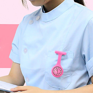 alladaga Set of 3 Nurse Fob Watches, Silicone Doctor Pocket Lapel Clip On Watches Gift (Blue Rose White)