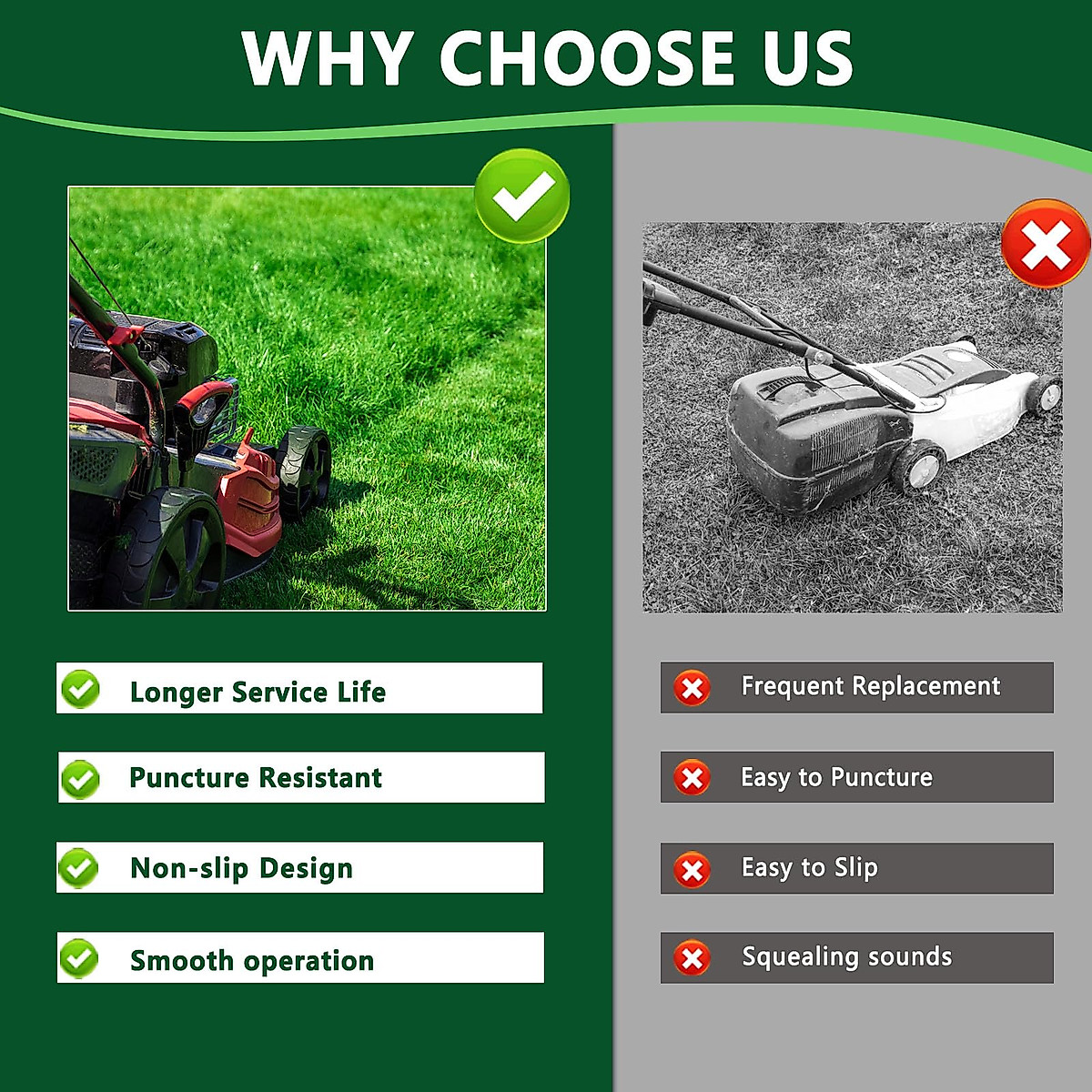 2 Pack Front Drive Wheels for Husqvarna AYP Craftsman 532401274 Replaces 401274 401274X460 532411081 8" x 1-3/4"