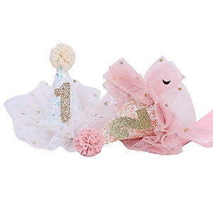 LINLULU Mini Birthday Hat Headband - First Birthday Hat, 1st to 3rd Birthday Hat Headband, Newborn Headbands for Girls, Pet Birthday Hat