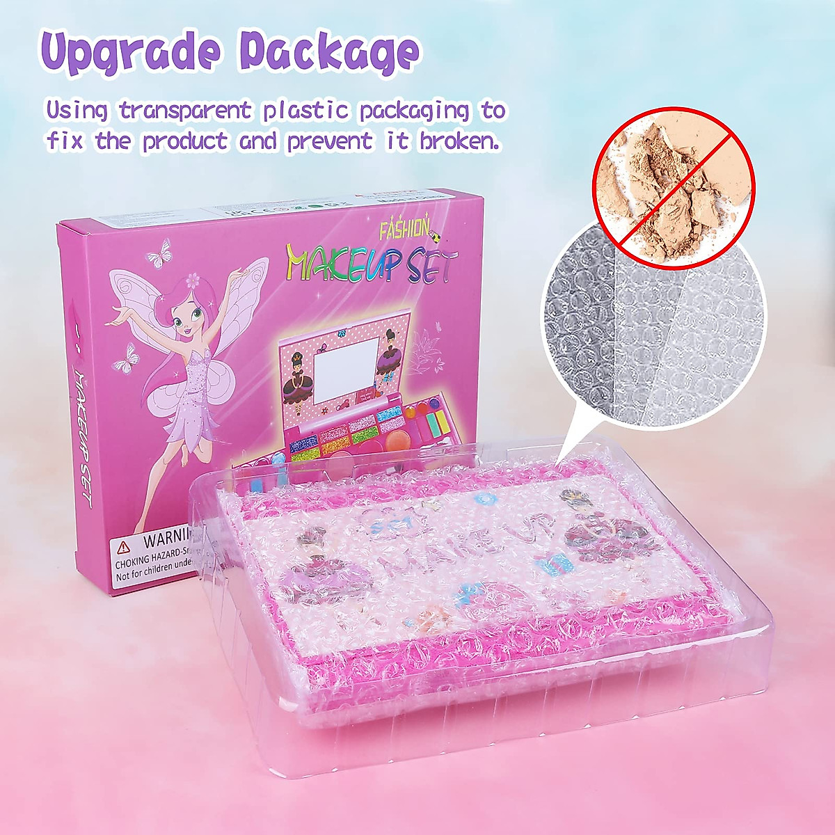 AMOSTING Real Makeup Toy for Girls Pretend Play Cosmetic Set Make Up Toys Kit Gifts for Toddler Kids