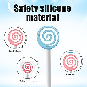 Y-Kelin Kids Tongue Scraper for Ages 2-8, 100% BPA-Free Silicone Cleaner – Cute Lollipop with Easy-to-Grasp Handles and Smiley Covers, Helps Freshen Bad Breath, Pack of 2