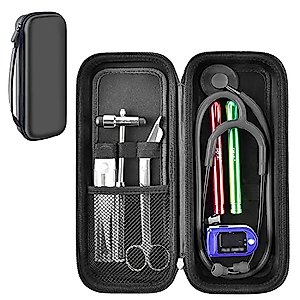 Stethoscope Case Compatible with 3M Littmann Classic III Monitoring/Lightweight II S.E/Cardiology IV Diagnostic/MDF Acoustica Stethoscopes, Extra Pocket for Doctor & Nurse Accessories (Black)