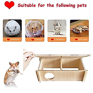 kathson Hamster Wooden Maze Multi-Room Hideouts & Tunnel Exploring Rat Wood House Labyrinth with Removable Wooden Cover for Syrian Gerbils Lemmings Dwarf Mice (Medium （Rectangle）)