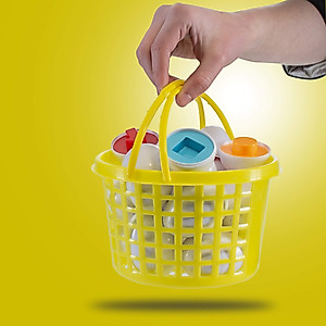 Prextex Easter Eggs Educational Puzzle in a Basket (12 Eggs) - Baby Easter Basket Toddler Boy Toy, Gifts Surprise Fidget Toys Pack Brand, Mini Toys for Girls, Boys, Kids, Boy&Girl Toys, Toddler Toys