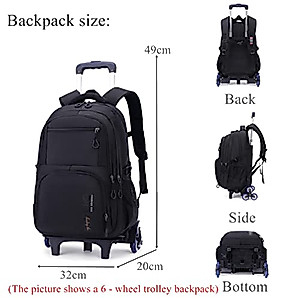 EKUIZAI Solid Color Large Capacity Trolley Bags Secondary School Boys Backpack Elementary School Outdoor Rolling Daypack with Wheels