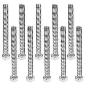 MroMax 10Pcs M8 x 80mm Hex Head Screws Bolts, 304 Stainless Steel 18-8, Fully Threaded, External Hex Drive, for Mounting Chair, Handles, Rail, Pump, Wheels, Antenna Parts, Boat and Plastic Bumpers