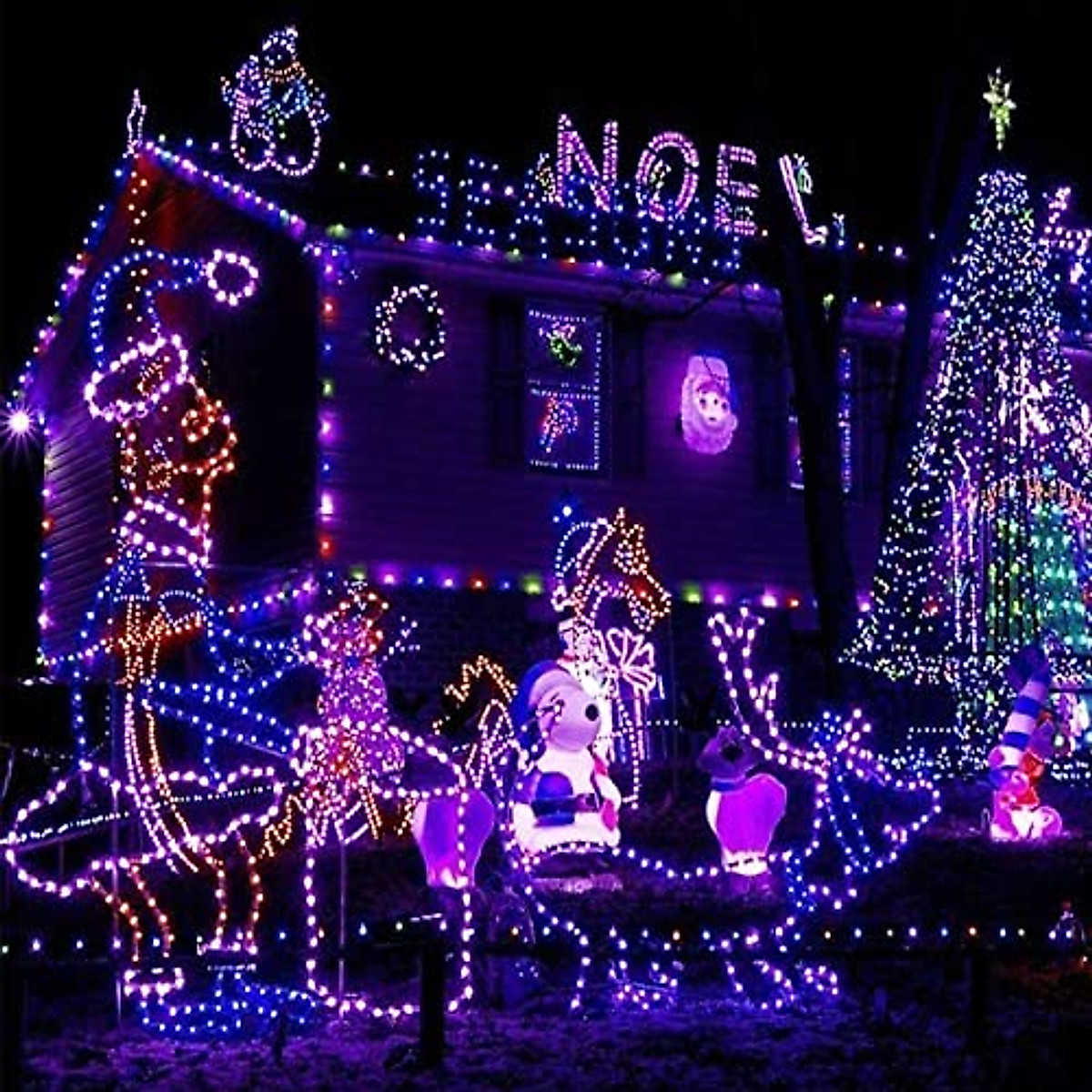 50ft 360 LED Rope Lights Outdoor, Connectable and Flexible Tube Lights with 8 Modes, Waterproof Indoor Outdoor LED Rope Lighting for Deck, Garden, Pool, Patio, Wedding, Xmas Decorations (Purple)