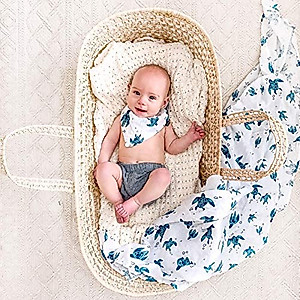 Bebe au Lait Oh So Soft Muslin Swaddle Blanket Set, Soft Muslin Design, Stylish Pattern - Surf and Sea Turtles , 47x47 Inch (Pack of 2)