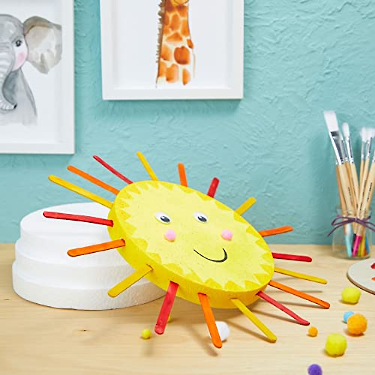 8x8 Inch Round Foam Circles for Crafts and DIY Projects, 1 Inch Thick (White, 6 Pack)