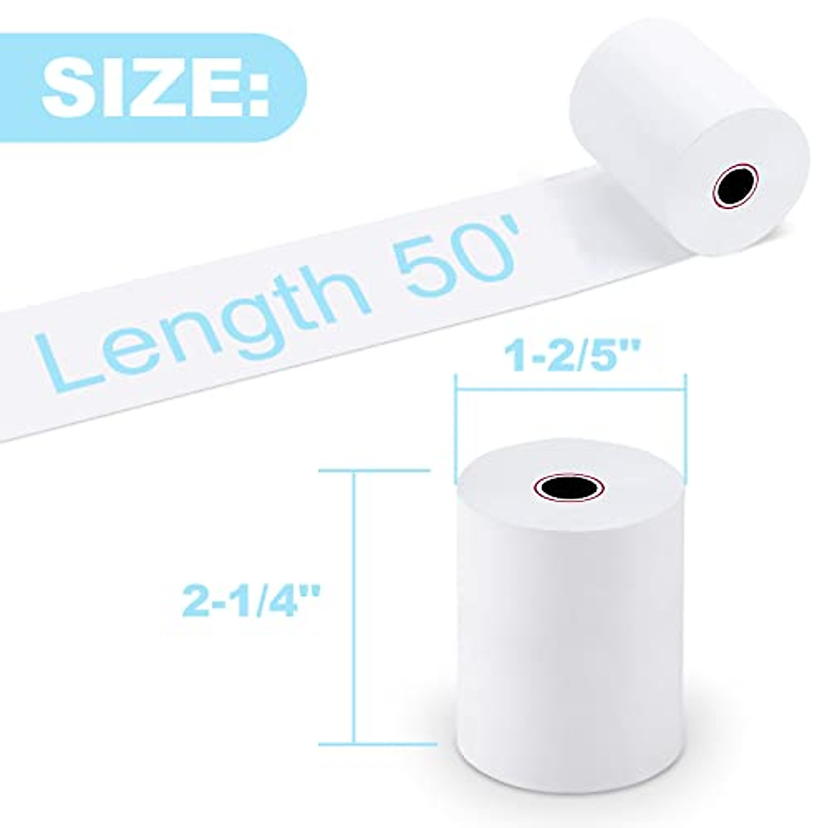 RyhamPaper 50 Rolls Thermal Receipt Paper, Thermal Paper 2 1/4" x 50' Pos Receipt Paper, Cash Register Rolls