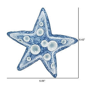 Bownew Resin Ocean Theme Wall Decor Hanging Coastal and Beach Style Wall Decorations for Bathroom Living Room and Outdoor Area, Starfish