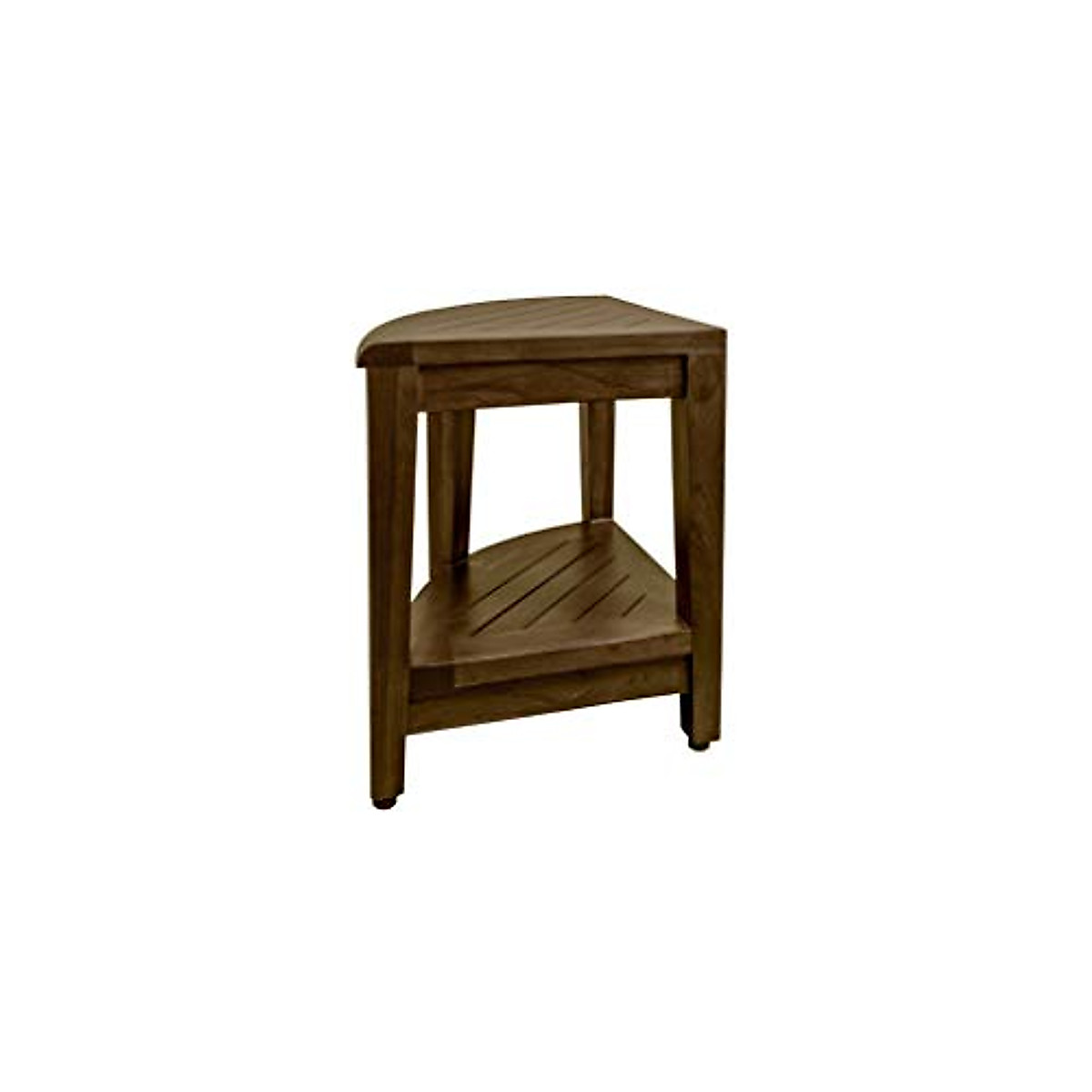Decoteak Corner Shower Bench Teak Wood Corner Shower Stool with Shelf Extended Height SnazzyCorner Shower Foot Stool for Indoors and Outdoors - 23 inches Tall