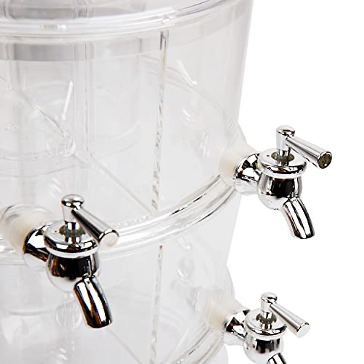 Mind Reader Beverage Dispenser with Ice Bottom 2 Tier 4 Section Stackable Holder with Lids, 10.15″ L x 10.15″ W x 13.75″ H, Clear