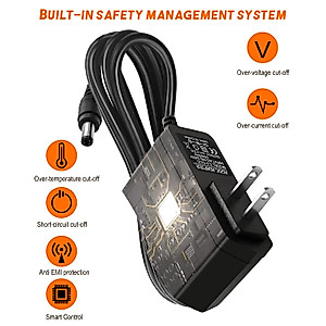 6V 2A Power Supply Adapter with 5.5x2.5mm DC Plug, AC 100-240V to DC 6V 2000mA Power Adapter UL Listed DC Power Supply Suitable for iTouchless Sensor Trash Cans, Router, 3.3ft