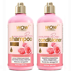 WOW Skin Science Himalayan Rose Hair Shampoo & Conditioner for Dry Damaged Hair - Hydrating Hair Repair (Set 16.9 Fl Oz (Pack of 2))
