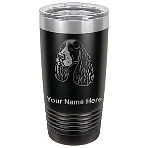 LaserGram 20oz Vacuum Insulated Tumbler Mug, English Cocker Spaniel, Personalized Engraving Included (Black)
