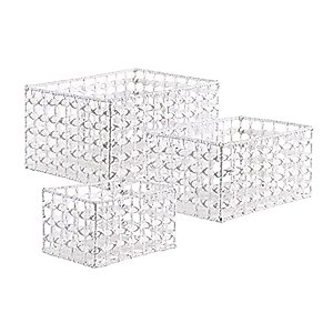 Motifeur Handmade Paper Rope Woven Baskets, Twisted Lined Utility Storage Organizers (Set of 3, Large: 15.7"x11.8"x8.1", Medium: 13.8"x9.8"x7.3", Small: 11.8"x7.9"x6.1", White)