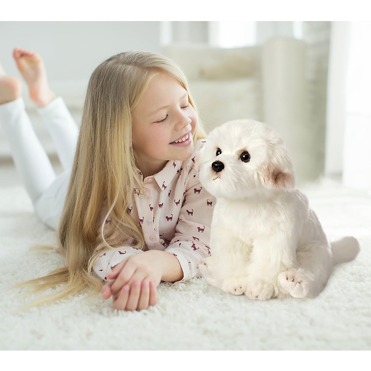 HollyHOME Bichon Frise Plush Puppy Stuffed Animal Maltese Realistic Dog Plush Toy Pet Gift for Kids 13 Inch