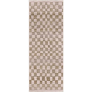 BoutiqueRugs Benjy Modern Checkered Area Rug - Contemporary Geometric Carpet for Living Room, Bedroom, Kids Room, Nursery - Cream, Gold - 5'3" x 7' (5x7 Area Rug)