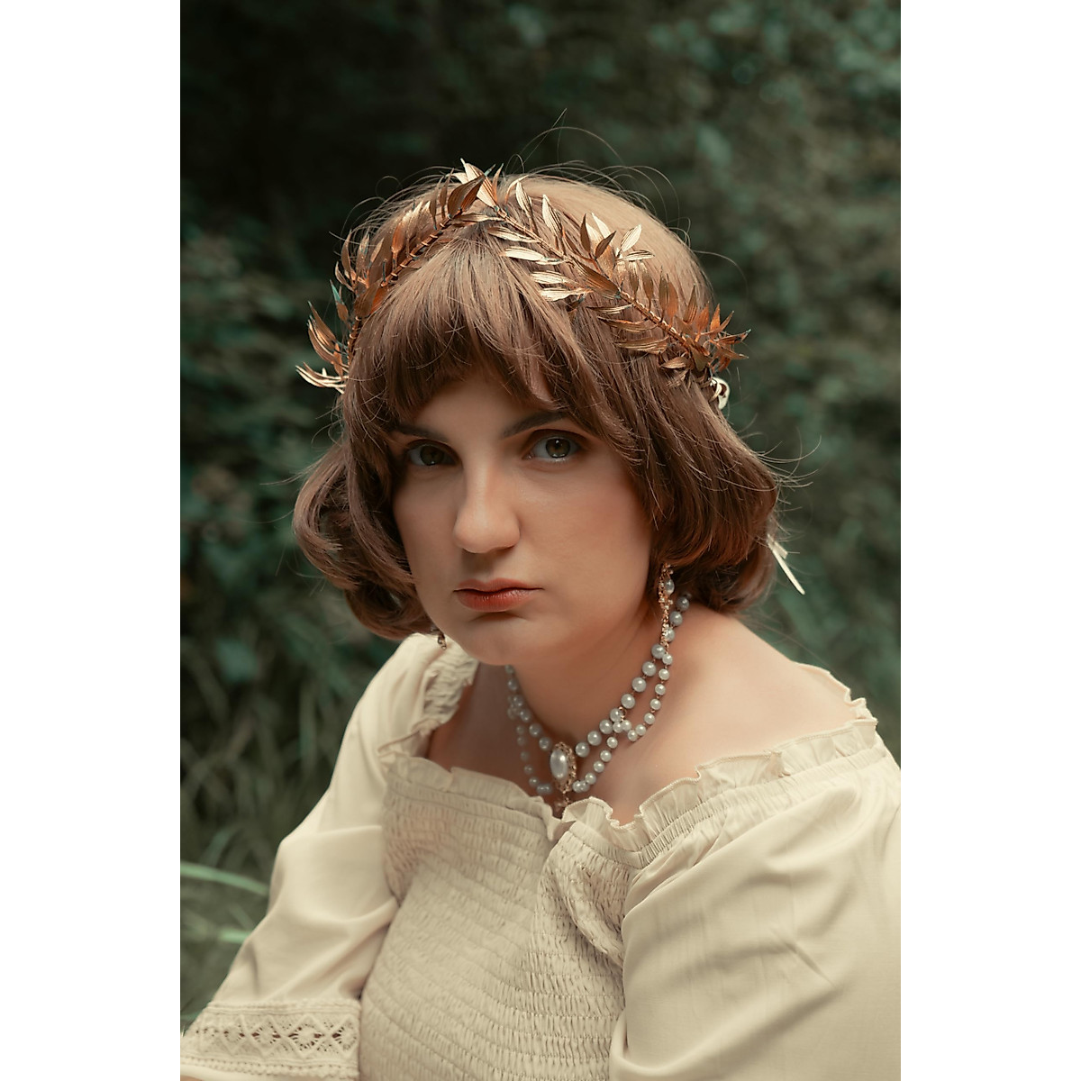 MOSTORY Golden Greek Laurel Crown - God Elf Leaf Headpiece Royal King’s Headband Elven Circlet for for Adult Queen Renaissance Halloween Cosplay Outfit