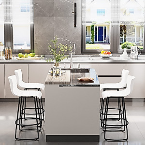 POINTANT Bar Stools Set of 4 Bar Stools Counter Height Bar Stools Modern Swivel Bar Stools Bar Chairs with Back Plastic 24" Metal Bar Stools Counter Height,White