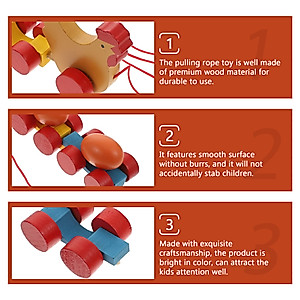 Pull- Along Wooden Chicken Pull Toddler Toy Push- Along Walking Toy for Beginner Walkers Helps Fine Sports Skills for Easy Push and Pull Action Classic Developmental Pull Toy
