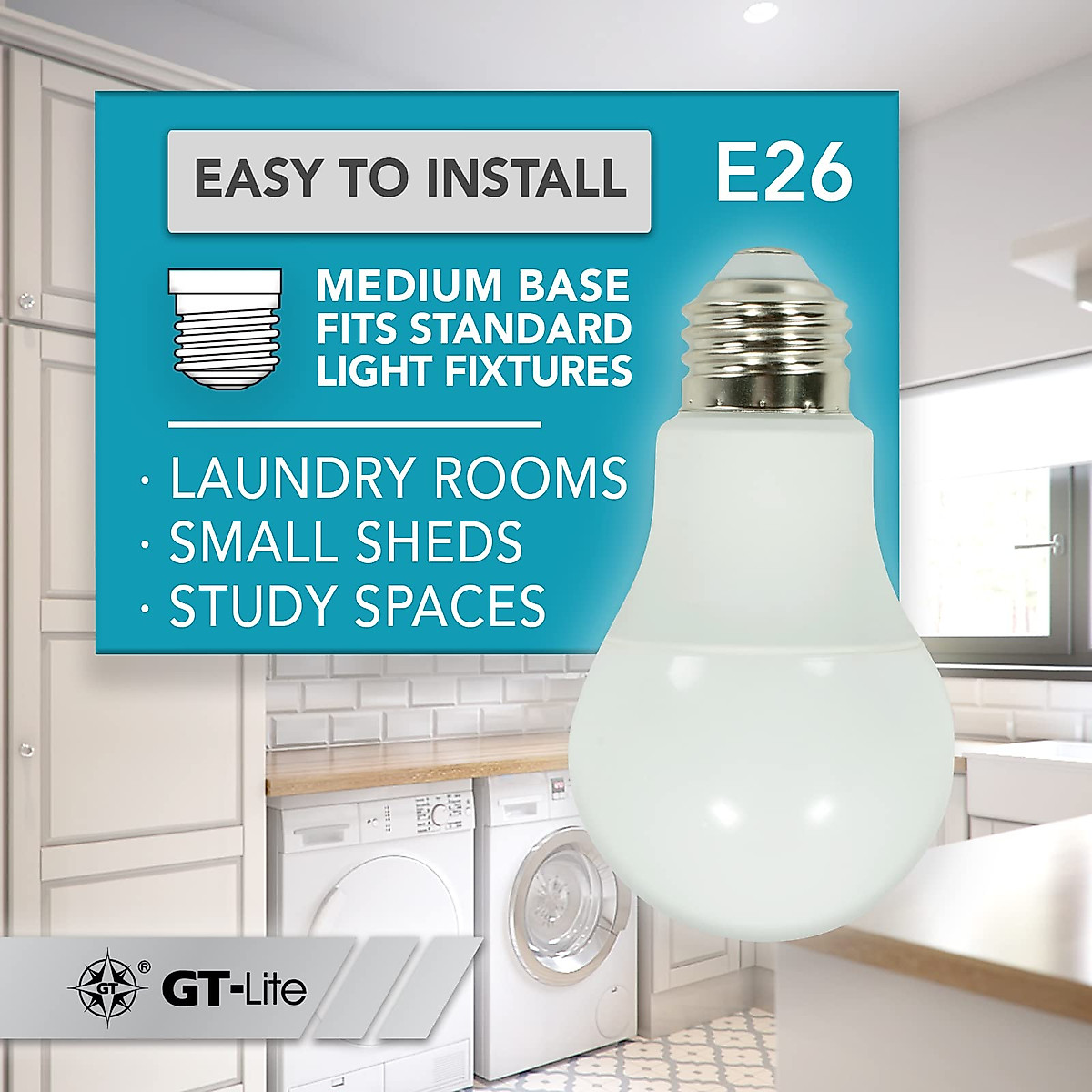 GT-Lite A19 LED Light Bulbs 10 Packs, 60W Equivalent, 5000K Daylight, 9W 800 Lumens LED Bulbs, E26 Base Standard Light Bulbs