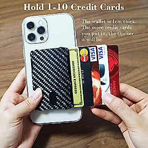 WXM Magnetic Phone Card Holder with Magnetic Wireless Charging Wallet Credit Holder Real Carbon Fiber RFID Blocking Minimalist Mens Gift
