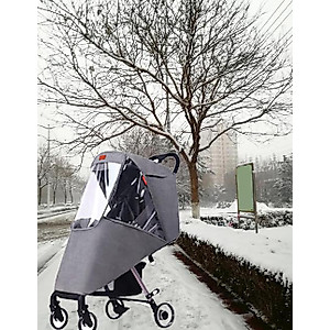 Universal Rain Cover for Baby Stroller Waterproof Windproof Rainy Weather Guard Air Holes Wind Dust Protection Breathable Shield Elastic Band Transparent Accessories with Storage Pocket
