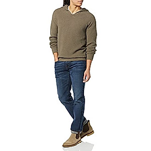 The Knitwear Lab Men's 3D Textured Hoodie Pullover Sweater Bark X-Large