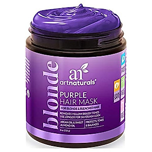 Artnaturals Purple Hair Mask for Blonde, Silver & Platinum Hair - Removes Yellow Brassy Color, Repairs Dry & Bleached Hair - Deep Conditioning Treatment Hair Moisturizer - Sulfate Free (8 Oz/226g)