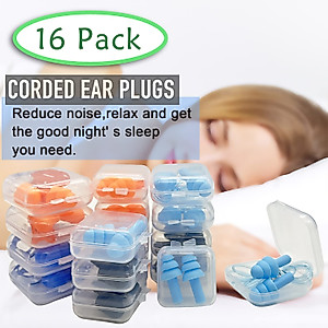 Silicone Ear Plugs for Sleeping,16 Pairs Soft Waterproof Noise Canceling Reduction Earplugs Waterproof Reusable Sound Blocking Earplugs for Concert,Swimming,Study,Loud Noise,Snoring (Dark)