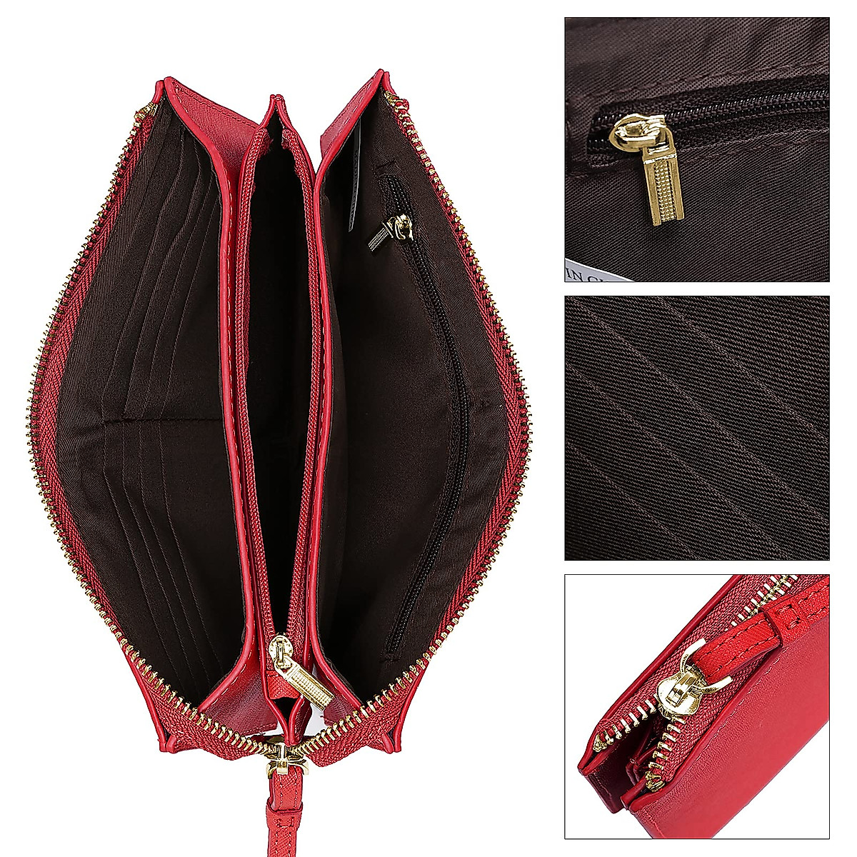 YALUXE Wristlet for Women Clutch Slim Genuine Leather Wallet