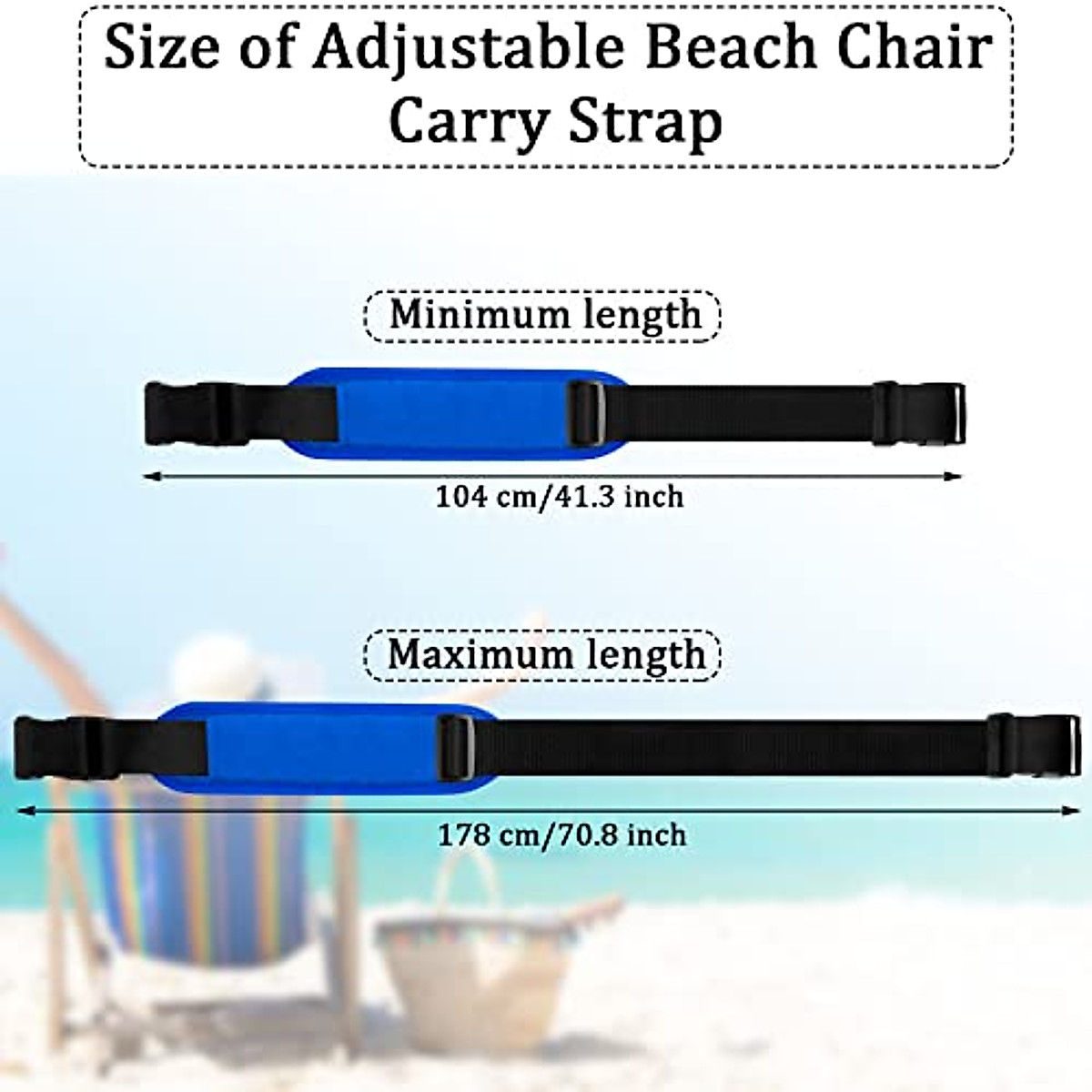 3 Pack Carry Strap for Beach Chair Folding Chair Adjustable Beach Chair Carry Strap Replacement Universal Folding Chair Carry Strap for Beaches Camping Picnics (Blue, Purple, Rose)