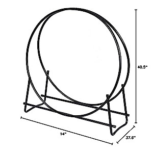 COSTWAY VD-3027OP Firewood Log Rack Hoop Tubular Steel Wood Storage Holder for, 40", Black