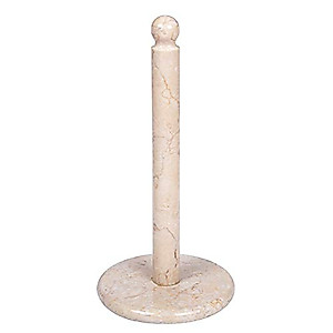 Creative Home Natural Champagne Marble Stone Paper Holder Kitchen Towel Dispenser, 6.5" Diam. x 12.5" H, Beige