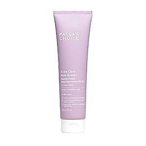 Paula's Choice Extra Care Non Greasy, Oil Free Face & Body Sunscreen SPF 50, UVA & UVB Protection, Water & Sweat Resistant, 5 Ounce